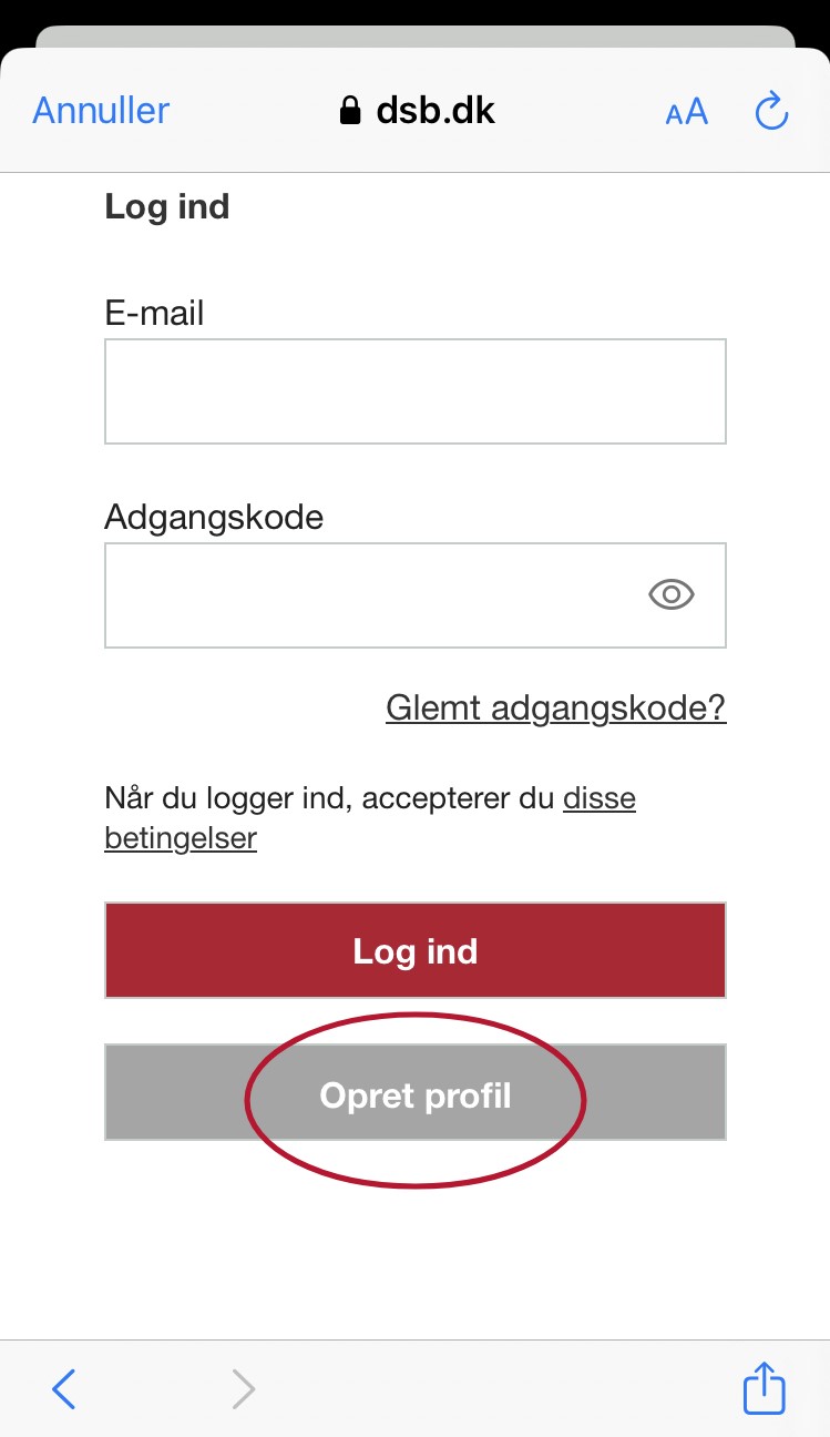 Sådan opretter du en DSB profil på DSB app