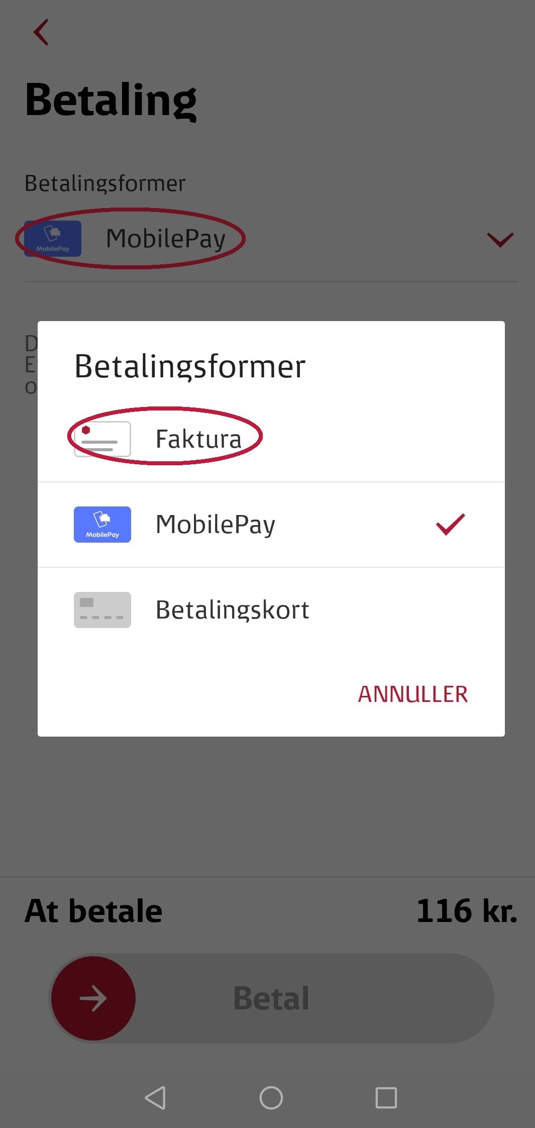 Sådan køber du togbilletter på DSB-app på faktura