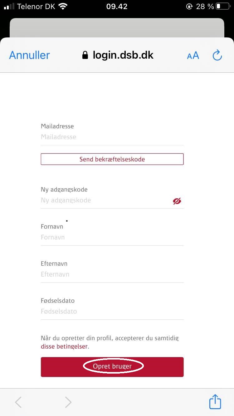 Sådan opretter du en DSB Plus profil på DSB app